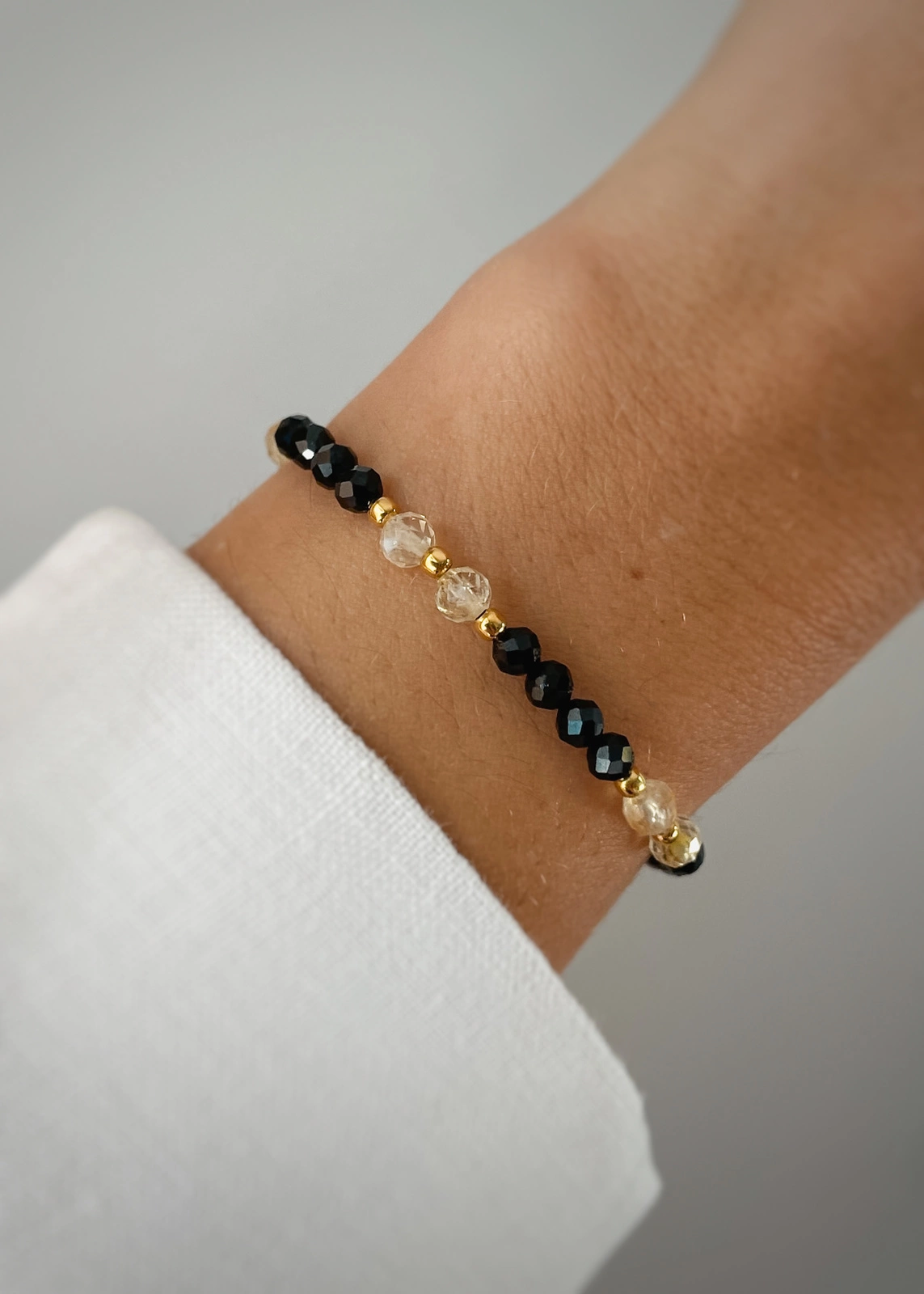 Bransoletka na gumce czarny turmalin cytryn ochrona i dobrobyt ...